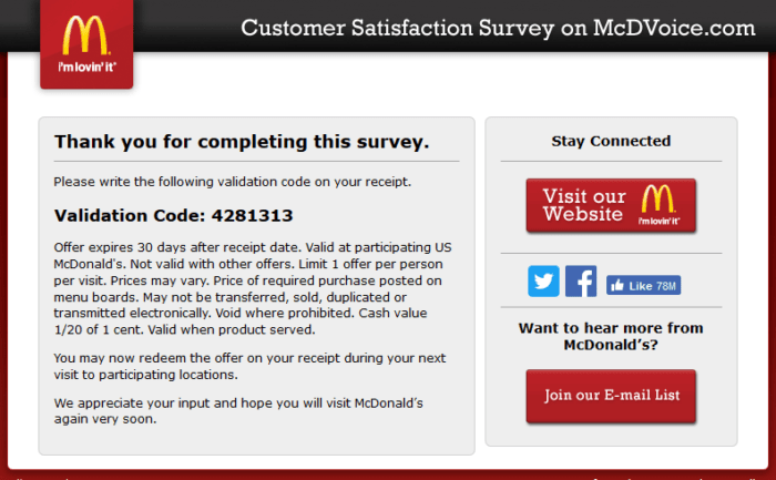 McDVoice Survey - Sign In to www.mcdvoice.com for McDonald's Customer ...